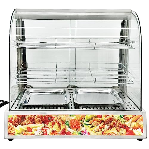 HQHAOTWU Commercial Food Warmer Display Electric Stainless Egg Tart Pizza Food Display Case with Lamp 3-Tier Countertop Pastry Warmer Temperature Adjustable 30-110℃/86-230℉110V