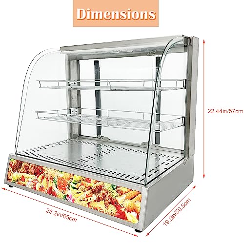 HQHAOTWU Commercial Food Warmer Display Electric Stainless Egg Tart Pizza Food Display Case with Lamp 3-Tier Countertop Pastry Warmer Temperature Adjustable 30-110℃/86-230℉110V