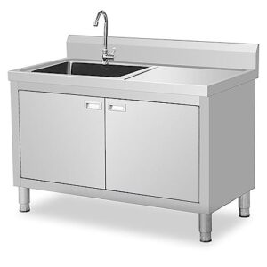 ioxgsgi stainless steel commercial sinks with drainboards faucet, free standing sink 1 compartment large utility sink garage sink, durable and heavy-duty, for restaurant, bar, kitchens, bathrooms