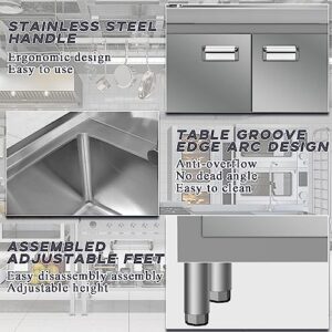 IOXGSGI Stainless Steel Commercial Sinks with Drainboards Faucet, Free Standing Sink 1 Compartment Large Utility Sink Garage Sink, Durable and Heavy-Duty, for Restaurant, Bar, Kitchens, Bathrooms