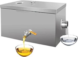 stainless steel grease trap, top inlet commercial grease interceptor, under sink grease trap waste water oil-water separator with removable filter basket, for kitchen, restaurant, canteen, factory