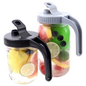 Mason Jar Pitcher Lids With Pour Spout And Handle Wide Mouth Mason Jar Lid With Flip Cap Airtight & Leak-Proof Heavy Duty (Jar Not Included)