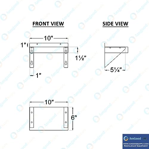 AmGood 06" Width x 10" Length | Stainless Steel Wall Shelf | Square Edge | Metal Shelving | Heavy Duty | Commercial Grade | Wall Mount | NSF Certified