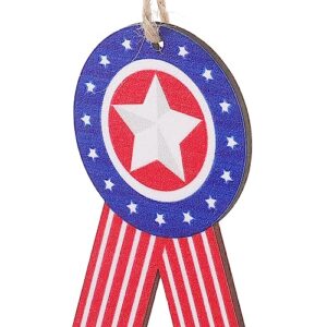 LOGOFUN 12 Pcs 4th of July Medal Hanging Ornaments Patriotic Wooden Pendant Independence Day Party Decorations