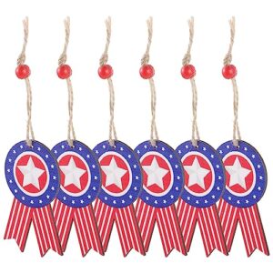 LOGOFUN 12 Pcs 4th of July Medal Hanging Ornaments Patriotic Wooden Pendant Independence Day Party Decorations