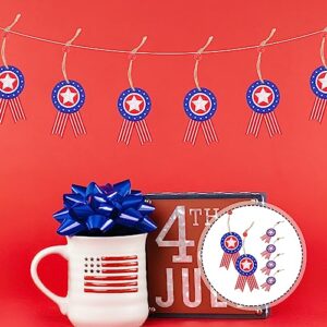 LOGOFUN 12 Pcs 4th of July Medal Hanging Ornaments Patriotic Wooden Pendant Independence Day Party Decorations