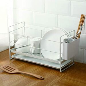 MKYOKO Dish Drainer Rack Metal Dish Rack is Used to Store Tableware Fruits and Vegetables, and The Drain Rack on The Counter Sink (Black White) Kitchen Dish Drainers Holder (Color : Black) (White