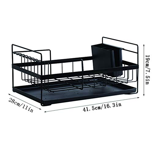 MKYOKO Dish Drainer Rack Metal Dish Rack is Used to Store Tableware Fruits and Vegetables, and The Drain Rack on The Counter Sink (Black White) Kitchen Dish Drainers Holder (Color : Black) (White