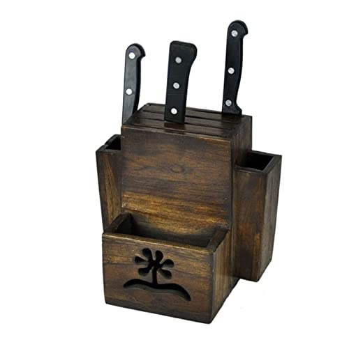 Knife Block Knife Storage Multifunction Kinfe Block Carved Flower Storage Holder Household Durable Knife Shelf Utensil Stand Knife Holder For Kitchen