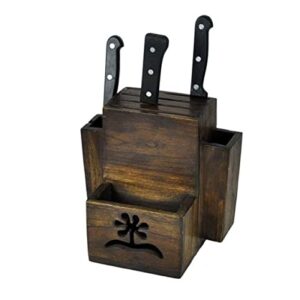 Knife Block Knife Storage Multifunction Kinfe Block Carved Flower Storage Holder Household Durable Knife Shelf Utensil Stand Knife Holder For Kitchen