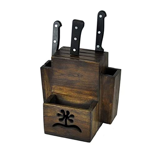 Knife Block Knife Storage Multifunction Kinfe Block Carved Flower Storage Holder Household Durable Knife Shelf Utensil Stand Knife Holder For Kitchen