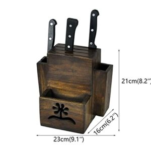 Knife Block Knife Storage Multifunction Kinfe Block Carved Flower Storage Holder Household Durable Knife Shelf Utensil Stand Knife Holder For Kitchen