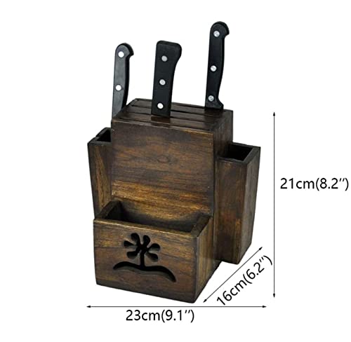 Knife Block Knife Storage Multifunction Kinfe Block Carved Flower Storage Holder Household Durable Knife Shelf Utensil Stand Knife Holder For Kitchen