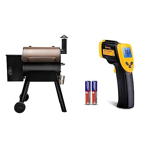 Traeger Grills Pro Series 22 Electric Wood Pellet Grill and Smoker, Bronze, Extra large & Etekcity Infrared Thermometer 1080, Heat Temperature Temp Gun, Yellow