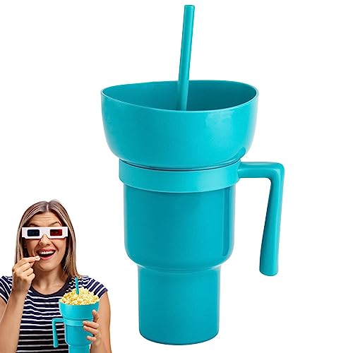 Stadium Tumbler With Snack Bowl, 2 In 1 Snack And Drink Cup, Unique Cup With Snack Bowl On Top, Cup Bowl Combo For Popcorn Candy Chips And Other Snack, Snack Tumbler For Movies And Stadium