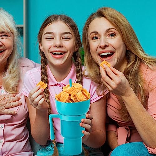 Stadium Tumbler With Snack Bowl, 2 In 1 Snack And Drink Cup, Unique Cup With Snack Bowl On Top, Cup Bowl Combo For Popcorn Candy Chips And Other Snack, Snack Tumbler For Movies And Stadium