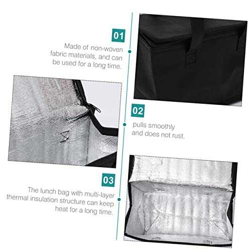 Mikinona Camping Insulated Bag Insulation Food Delivery Durable Thermal Insulation Decorative Thermal Food Ice Aluminum Black Non-woven Fabric Zipper Insulated Delivery Pouch