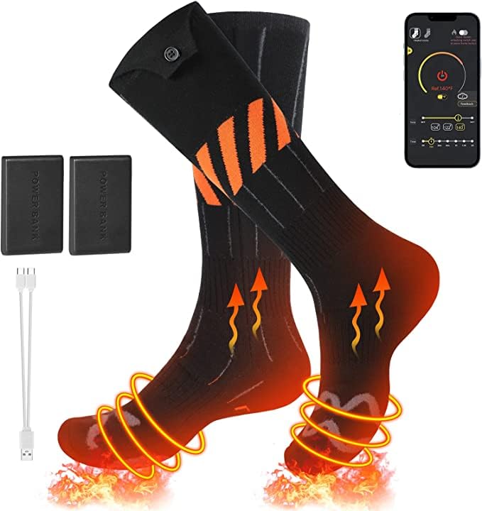 2023 Upgraded Rechargeable Heated Socks for Men Women Elder, Washable Electric Thermal Warming Socks for Camping Hunting Winter Skiing Fishing Outdoors, 4000mAh Battery Included