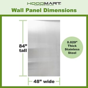 HOODMART 48” x 84” Metal Wall Panels, Set of 3 - High Quality Stainless Steel Sheet with Seams & End Caps, Back Splash Guard for Food Trucks, Restaurants, and Trailers