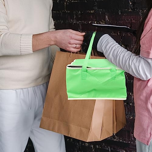 Pizza Thermal Bag Insulated Reusable Grocery Bag Food Bag Cooler Bag Food Warmer Bag Pizza Bags Thermal Food Carrier for Hot and Cold Food Green Zip Ties Outdoor