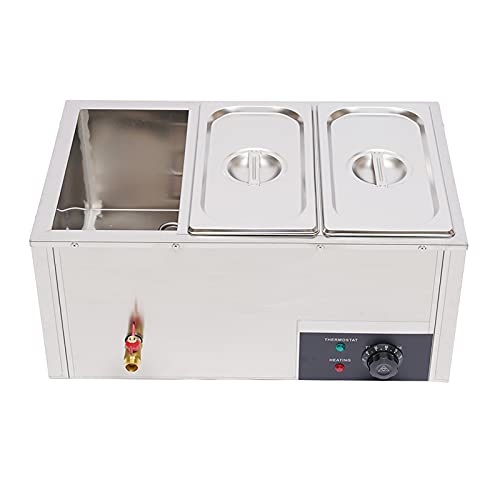 110V 850W 3 Pan Commercial Grade Food Warmer, 6inch Deep Stainless Steel Buffet Food Warmer Steam Table with Temperature Control for Catering and Restaurants