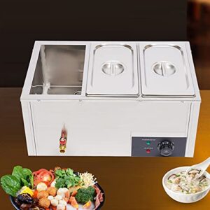 110V 850W 3 Pan Commercial Grade Food Warmer, 6inch Deep Stainless Steel Buffet Food Warmer Steam Table with Temperature Control for Catering and Restaurants