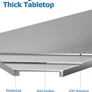 RIEDHOFF Stainless Steel Folding Table 48" x 24" Without Undershelf, [NSF Certified][Heavy Duty] Commercial Kitchen Prep Table for Home, Restaurant, Outdoor