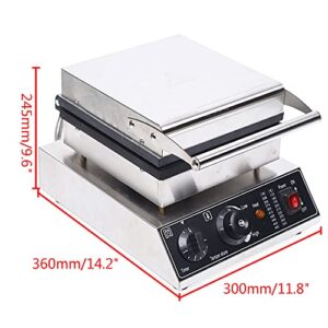 110V 1750W Commercial Waffle Maker 4Pcs Nonstick Electric Waffle Machine Temperature and Time Control Stainless Steel Rectangle Waffle Maker Waffle Iron for Bakeries Snack Bar Family Restaurant