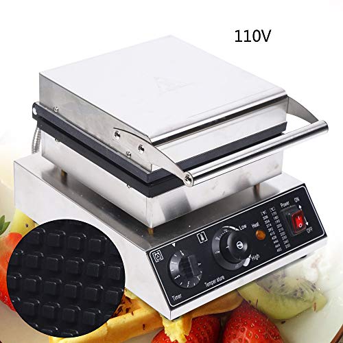 110V 1750W Commercial Waffle Maker 4Pcs Nonstick Electric Waffle Machine Temperature and Time Control Stainless Steel Rectangle Waffle Maker Waffle Iron for Bakeries Snack Bar Family Restaurant