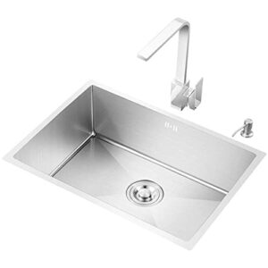 Undermount 16in 26in 24in Kitchen Sink Stainless - Single Bowl Workstation Commercial Sink Basin with Faucet and Soap Dispenser, for Restaurant Workbench Washing Hand Basin (Size : 40x30cm/15.7x11.8i