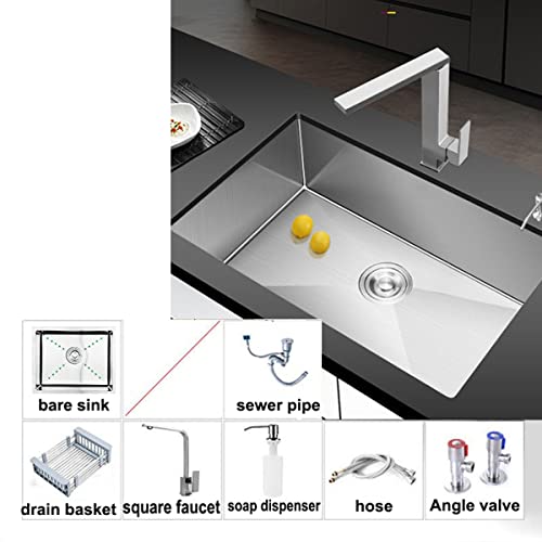 Undermount 16in 26in 24in Kitchen Sink Stainless - Single Bowl Workstation Commercial Sink Basin with Faucet and Soap Dispenser, for Restaurant Workbench Washing Hand Basin (Size : 40x30cm/15.7x11.8i