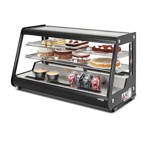 koolmore cdc-7c-bk 48 in. refrigerated bakery display case with clear glass front, sliding rear doors, led lighting, adjustable temperature, and dual shelving for baked goods in black, 7 cu. ft