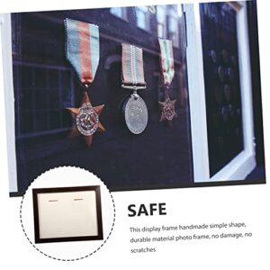 CLISPEED Box Medal Display Frame Ornament Photo Frame Marathon Medal Display Case Pin Display Case Wood Coat Hangers Desk Top Decor Metal Decor Gift Picture Frame Wood Medal Display Case