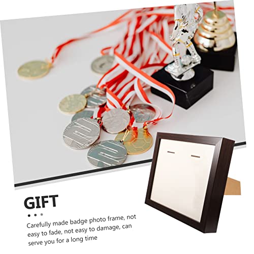 CLISPEED Box Medal Display Frame Ornament Photo Frame Marathon Medal Display Case Pin Display Case Wood Coat Hangers Desk Top Decor Metal Decor Gift Picture Frame Wood Medal Display Case