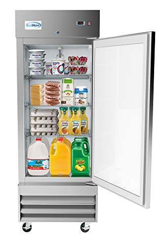 KoolMore RIR-3D-GD Commercial Refrigerator, Triple Door, Stainless Steel,66.5 cubic feet & 29" Stainless Steel Solid Door Commercial Reach-in Refrigerator Cooler - 19 cu. ft (RIR-1D-SS-19C)