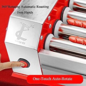 hotdog roller grill Stainless Steel Hot Dog Roller Machine, Commercial Sausage Grill Cooker Machine, 0-250 Temperature Control, With Oil Pan, Commercial and Household Hot Dog Machine (Size : 3 Tubes