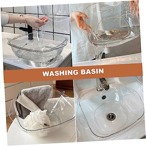 ORFOFE Wash Basin Clear Tub Bathtub Portable Dish Washing Tub for Sink Vegetable Dish Tub for Kitchen Sink Plastic Washtub Transparent Plastic Washing Basin Washbasin for Face Cleansing