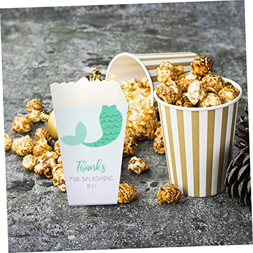 FUNOMOCYA 24pcs Popcorn Box Popcorn Box Mini Containers Popcorn Cups Disposable Candy Container Party Candy Table Containers Birthday Party Popcorn Boxes Mermaid Pattern Popcorn Box