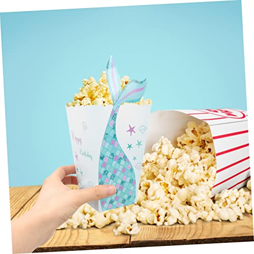 FUNOMOCYA 24pcs Popcorn Box Popcorn Box Mini Containers Popcorn Cups Disposable Candy Container Party Candy Table Containers Birthday Party Popcorn Boxes Mermaid Pattern Popcorn Box