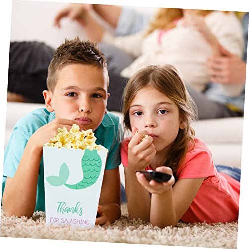 FUNOMOCYA 24pcs Popcorn Box Popcorn Box Mini Containers Popcorn Cups Disposable Candy Container Party Candy Table Containers Birthday Party Popcorn Boxes Mermaid Pattern Popcorn Box