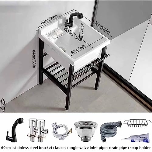 Kitchen sink, outdoor garden sink, home sink,Its rugged design ensures durability and resistance to everyday wear and tear, making it ideal for busy homes or outdoor environments. (Size : 60cm)