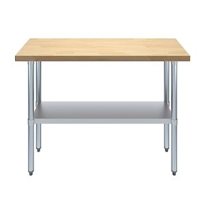 AmGood 18" x 48" Maple Wood Top Work Table with Adjustable Undershelf