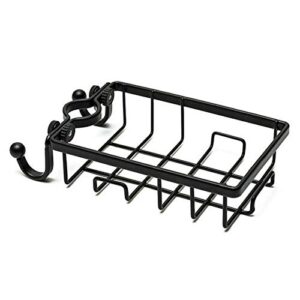 bathroom organizer shelves double hook faucet rack kitchen sink sponge rag storage rack bathroom wrought iron drain shelf (color : black)