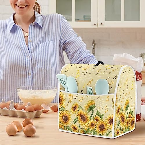 HUISEFOR Stand Mixer Cover Compatible with 4.5-5 Quart Kitchen Aid Mixer, Music Sunflower Design Washable Appliances Dustproof Covers Fit Tilt Head and Bowl Lift Models Mixers