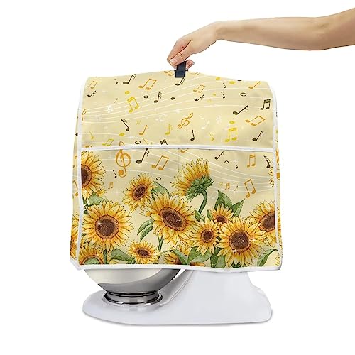 HUISEFOR Stand Mixer Cover Compatible with 4.5-5 Quart Kitchen Aid Mixer, Music Sunflower Design Washable Appliances Dustproof Covers Fit Tilt Head and Bowl Lift Models Mixers