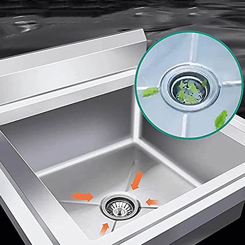 Stainless Steel Sink, Commercial Utility Kitchen Sink Multifunction Free Standing Movable Single?Bowl?Catering Sink Household Wash Vegetable Basin with Backsplash Faucet (60 * 60 * 80cm)