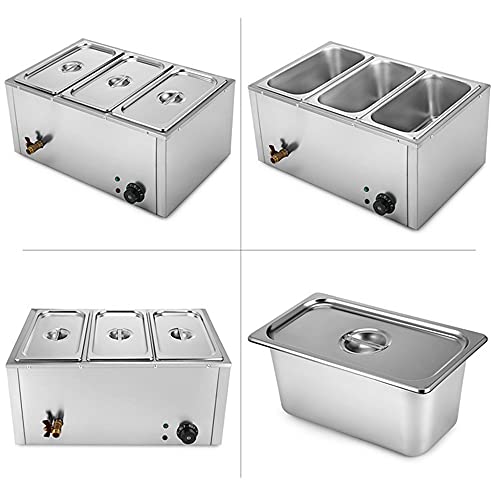 1500W Commercial Food Warmer, 3 Gids Hot Trays Food Warmer, Electric Buffet Serves and Warmers, Catering Hot Box for Restaurant, CE/FCC