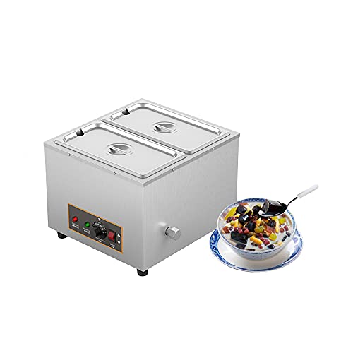 220V Commercial Food Warmer,1000W Electric Countertop Table Steamer,Stainless Steel Soup Pot,Automatic Food Soup Heat Preservation Machine,Multifunction Warmer Machine for Restaurants,30~95℃ (2 P