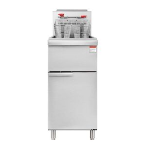 wmaot 50 lbs capacity 200-400°f gas floor fryer, 3 tube commercial deep fryer with 2 baskets, restaurant stainless steel natural gas upright fryer, deep floor fryer 90,000 btu