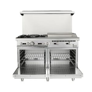 wmaot 48" commercial range with 4 burner 4.25 cu.ft 2 electric oven 24" griddle 214000 btu manual natural gas range for commercial kitchen restuarant bar